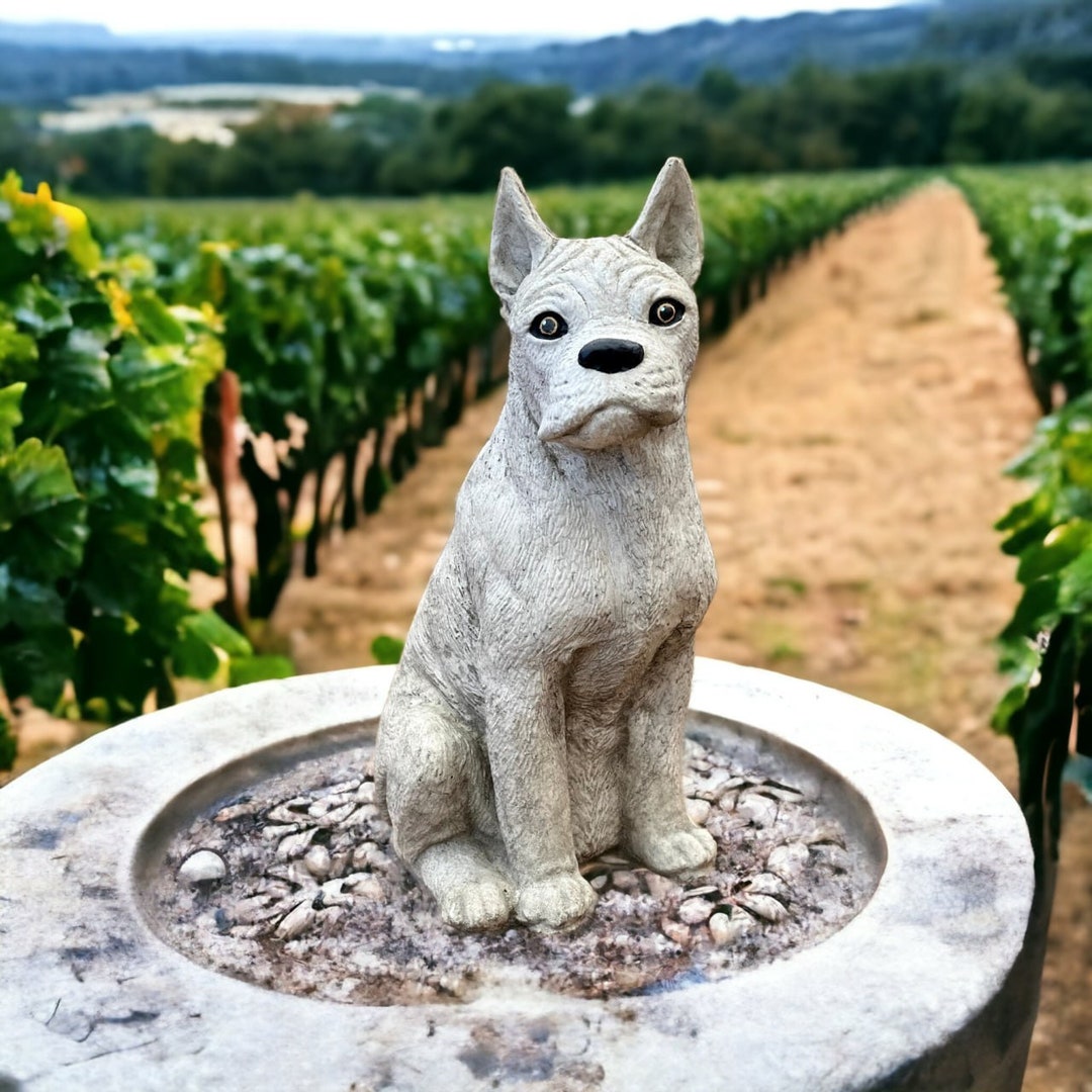 Detailed Boxer Dog Garden Sculpture Pet Grave Marker Figurine Cement ...