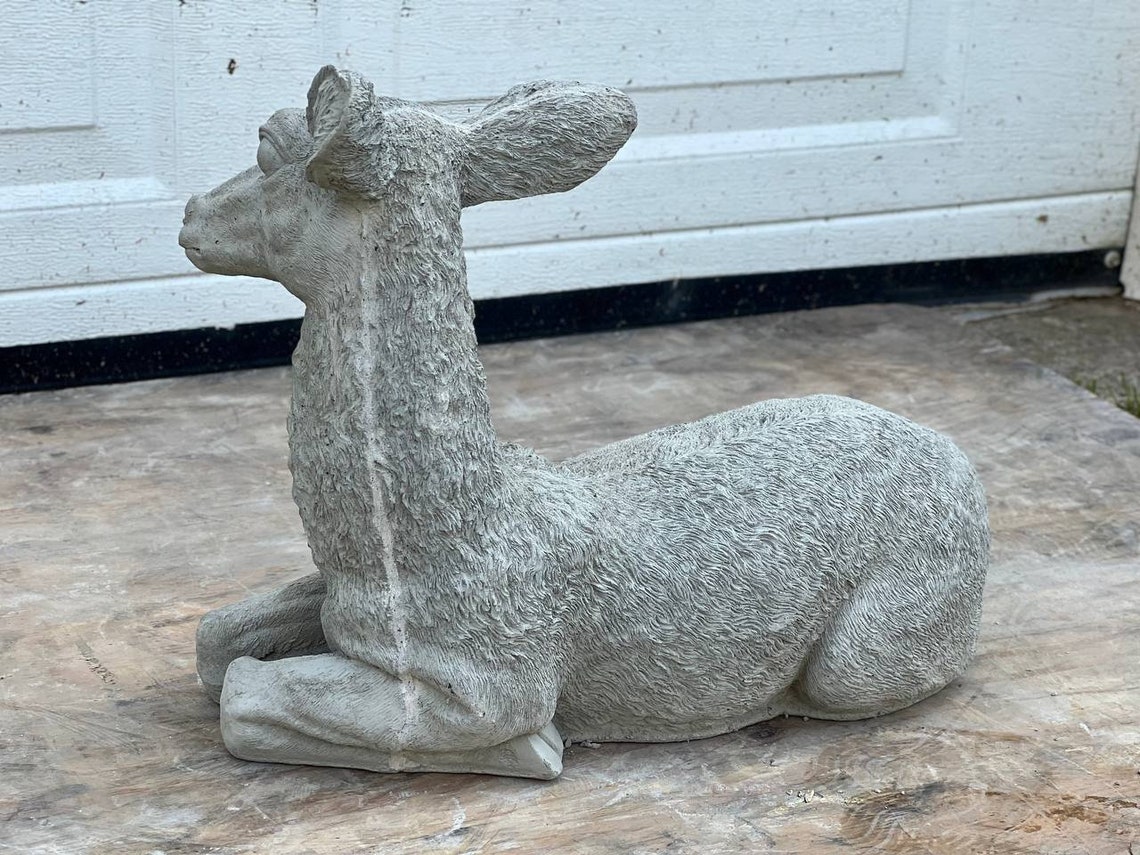 Detailed Deer Concrete Figure Cement Fawn Stone Ornament Forest Animal ...