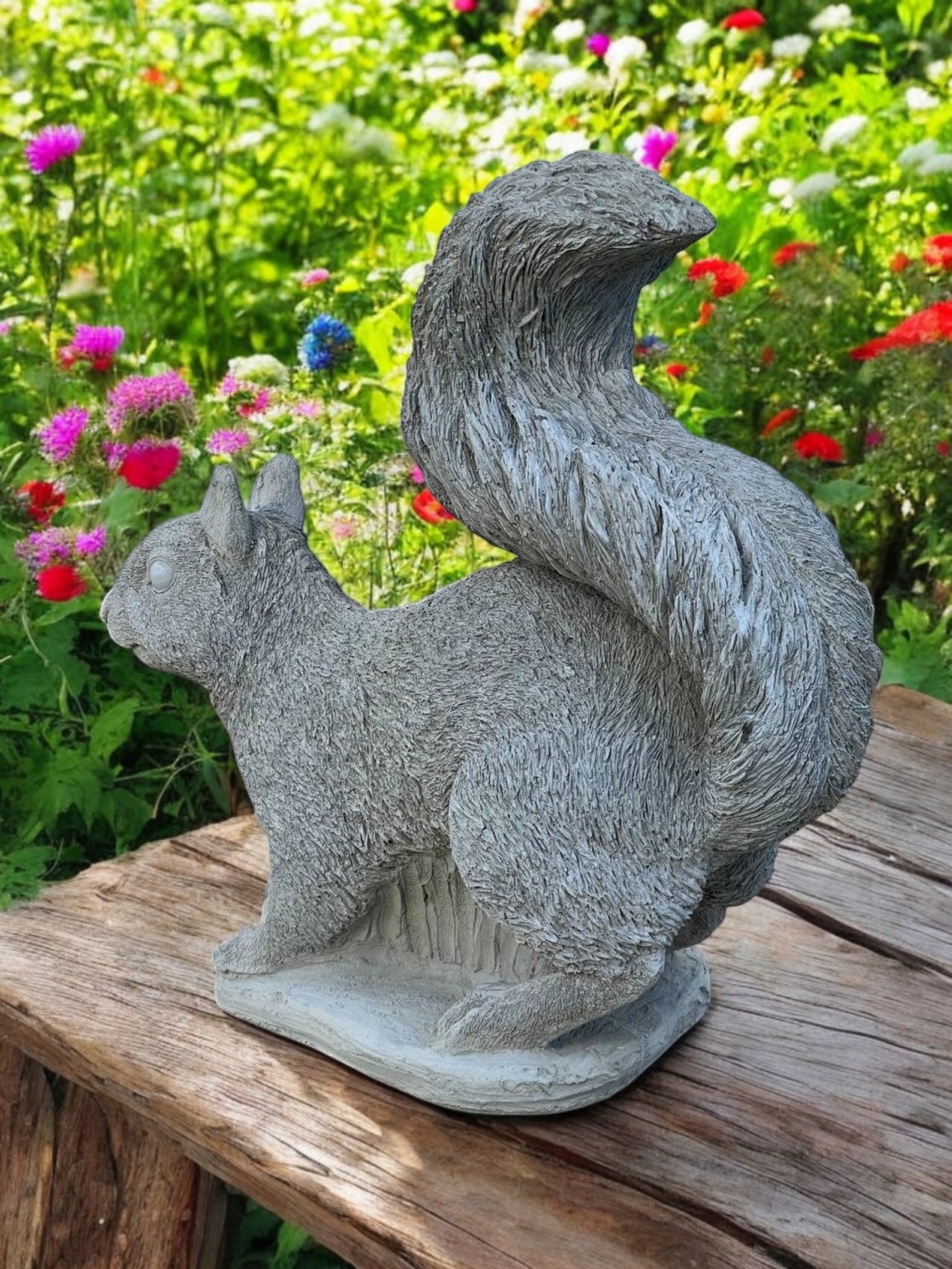 Concrete Squirrel Sculpture Yard Wild Animal Figure Backyard Scampering ...