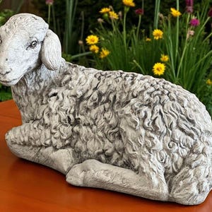 Concrete Lamb Sculpture Garden Animal Statue Detailed Lamb Figure ...