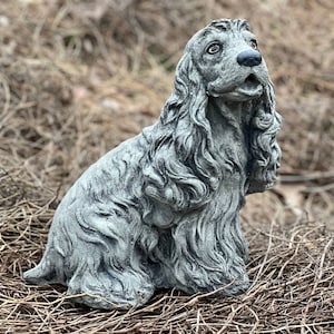 Cocker Spaniel Garden Statue Concrete Dog Figurine Memorial Outdoor ...
