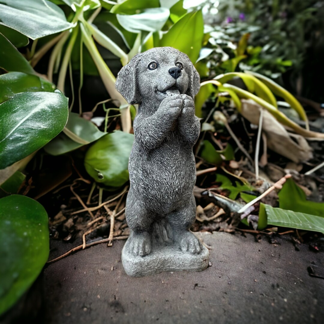 Concrete Begging Puppy Sculpture Garden Outdoor Statue Standing Solid ...