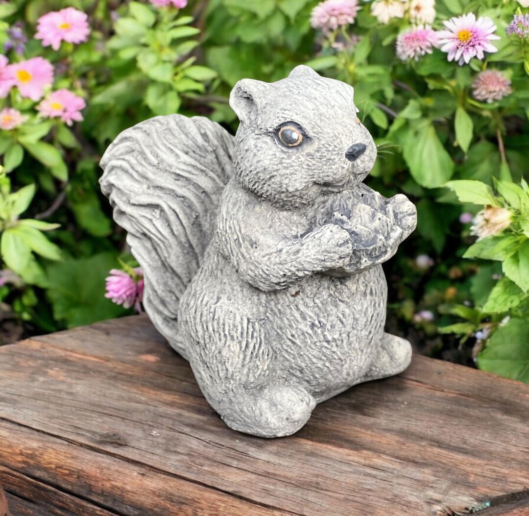 Cement Squirrel With Acorn Statue Wild Animal With Nut Sculpture ...