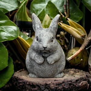 Cement Rabbit Chubby Statue Detailed Standing Hare Figurine Concrete ...