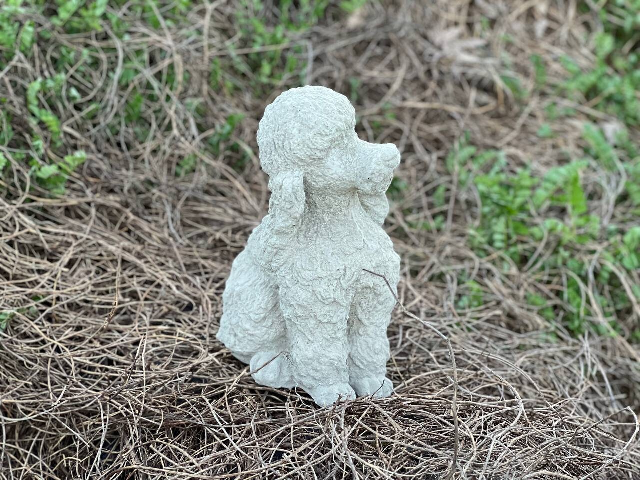 Realistic Poodle Memorial Concrete Dog Figure Cement Garden Pet Decor ...