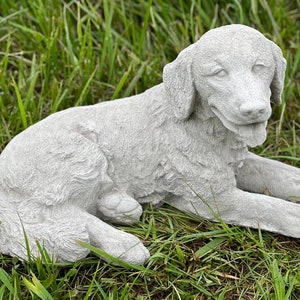 Laying Dog Statue Garden Pet Grave Marker Figure Cement Dog Sculpture ...