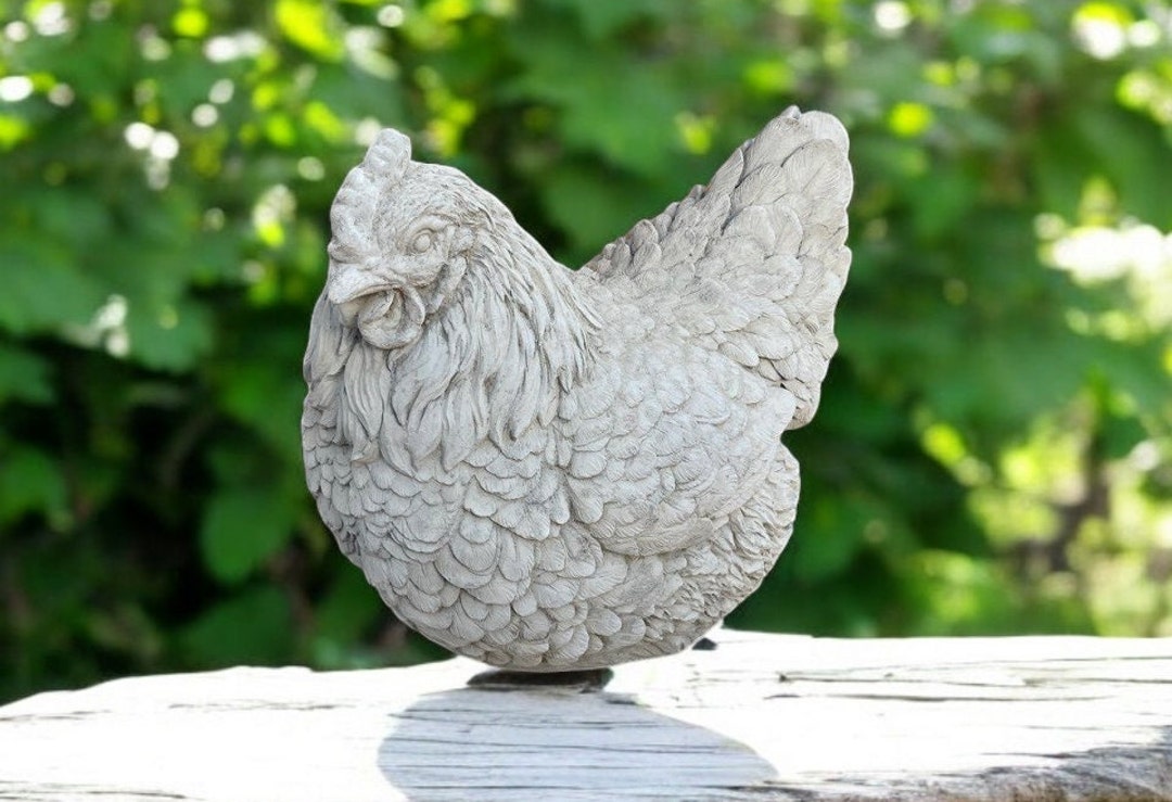 Stone Large Chicken Figure Concrete Farm Hen Statue Outdoor Yard Farm ...