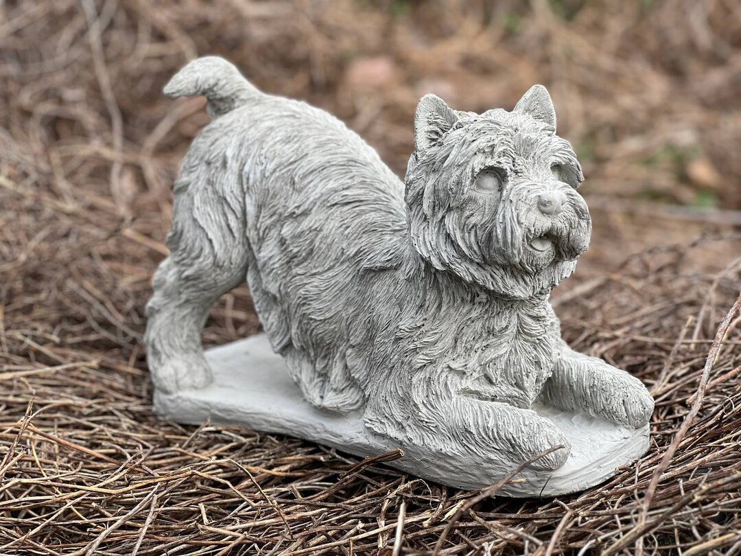 Crouching Terrier Statue Concrete Memorial Dog Sculpture Garden ...