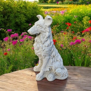 Concrete Sheltie Statue Massive Stone Dog Figure Outdoor Sheltie ...