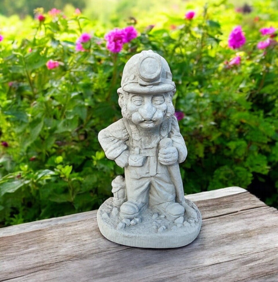 Standing Miner Man Sculpture Concrete Coal Miner Figure Backyard ...