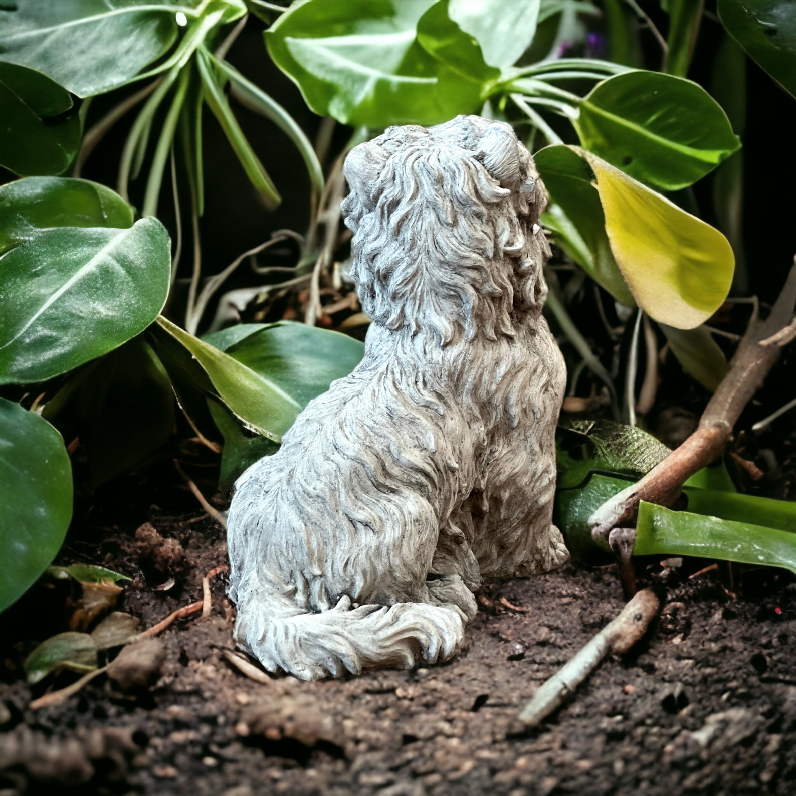 Realistic Maltese Dog Sculpture Concrete Backyard Pet Memorial Figurine ...