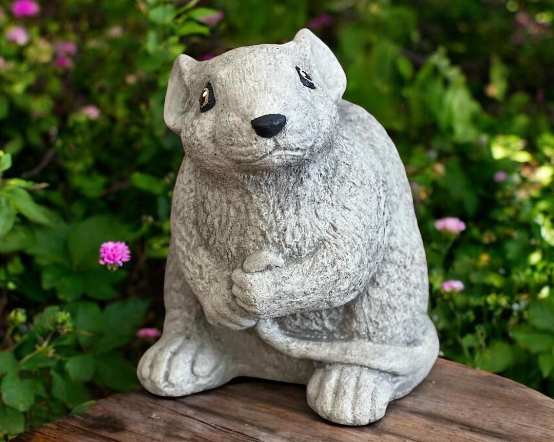Cement Mouse Figure Garden Mouse Statue Concrete Pet Figurine Yard Home ...