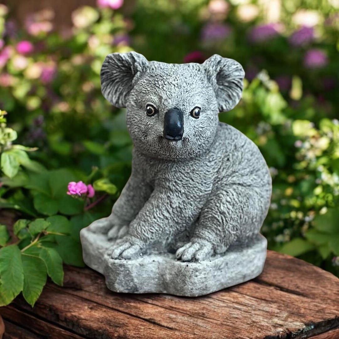 Garden Koala on Base Sculpture Concrete Koala Figurine Garden ...