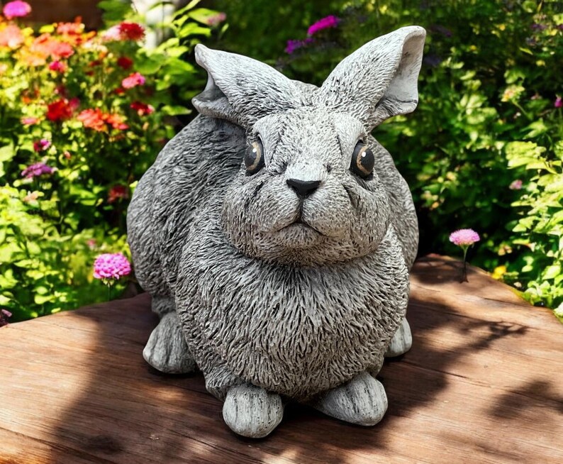 Outdoor Rabbit Sculpture Sitting Easter Bunny Figure Garden Stone ...