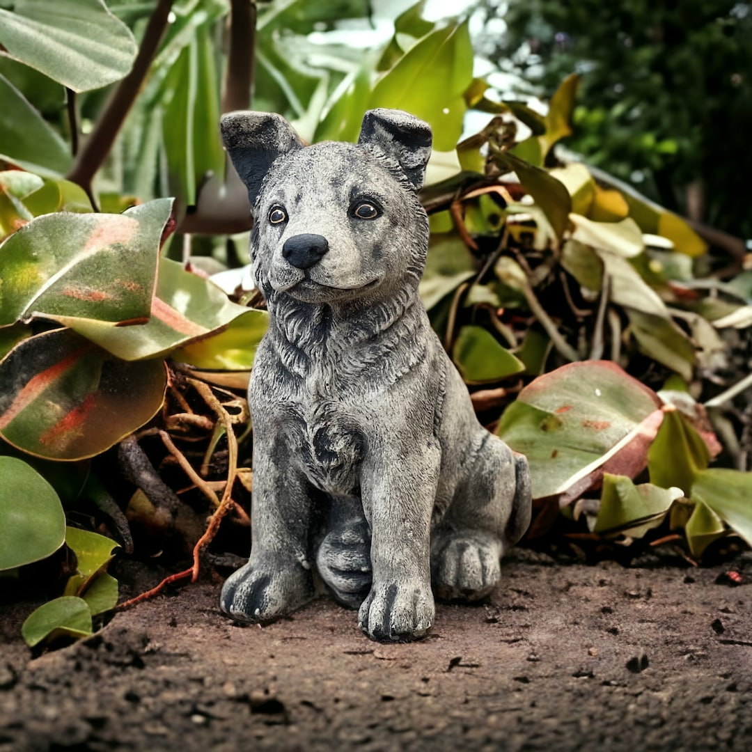 Garden German Shepherd Puppy Statue Concrete Sitting Dog Sculpture ...