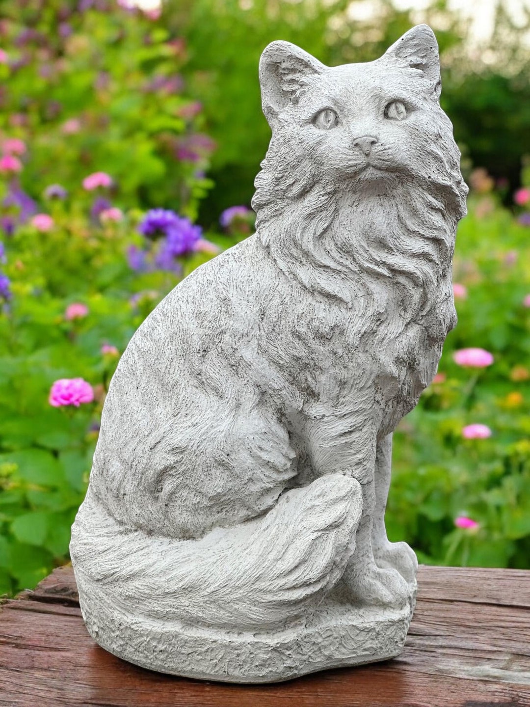 Sitting Cat Figure Concrete Pet Memorial Statue Cement Cat for Outdoor ...