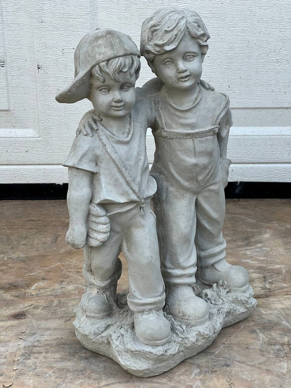 Standing Two Boys With Baseball Statue Concrete Boys on Base Playing ...