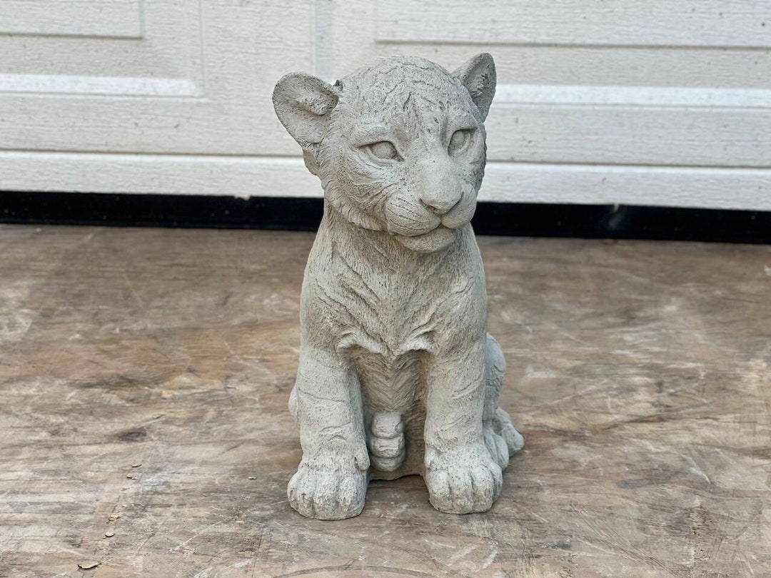 Sitting Tiger Patio Statue Concrete Tiger Outdoor Figurine Stone Wild ...