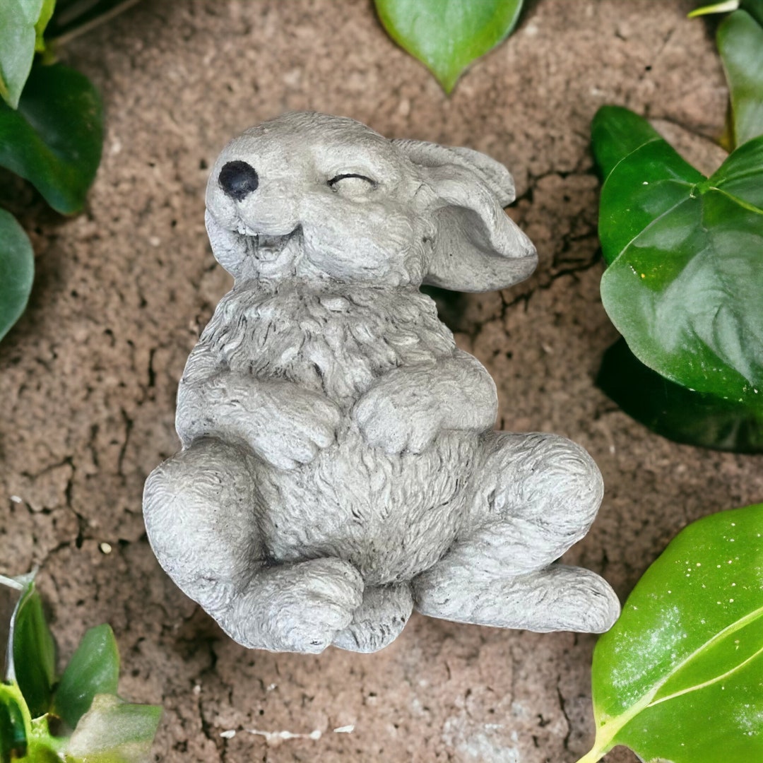 Stone Laying Rabbit Statue Concrete Forest Animal Figurine Cement ...