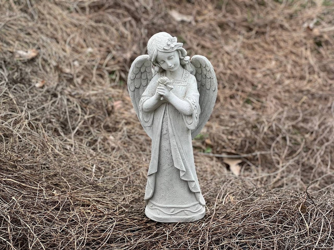 Stone Angel Statue Garden Praying Girl Decoration Figure Religious ...