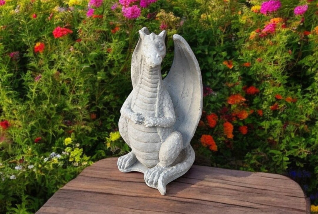 Large Dragon Statue Sitting Mythical Dragon Sculpture Outdoor Gothic ...