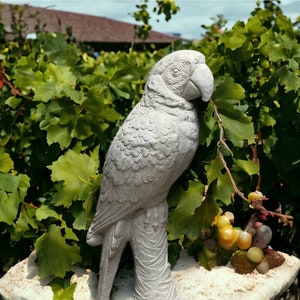Realistic Parrot Statue Home Bird on Stump Figurine Cement Pet ...