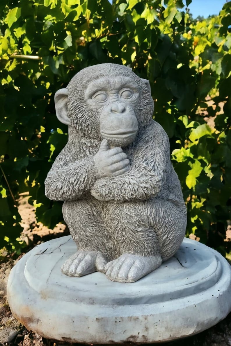 Monkey Garden Statue Outdoor Chimpanzee Sculpture Concrete Tropical ...