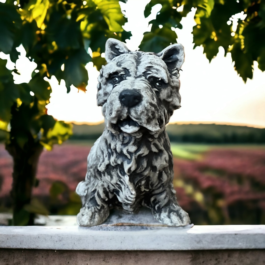 Realistic Westie Dog Figure Concrete Sitting Dog Sculpture Stone Pet ...