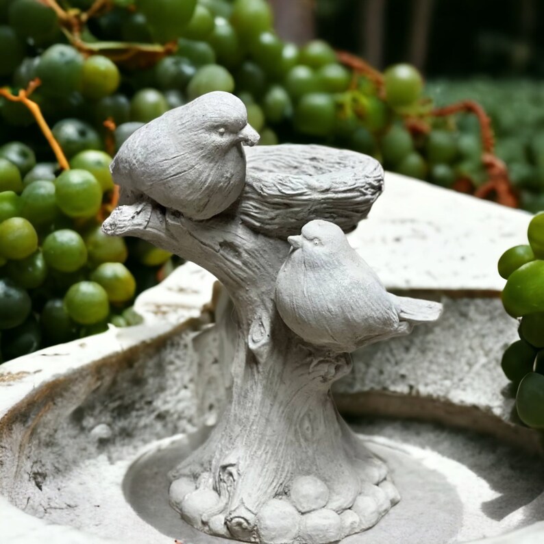 Concrete Birds With Nest Statue Detailed Two Bird Figurine Cement ...