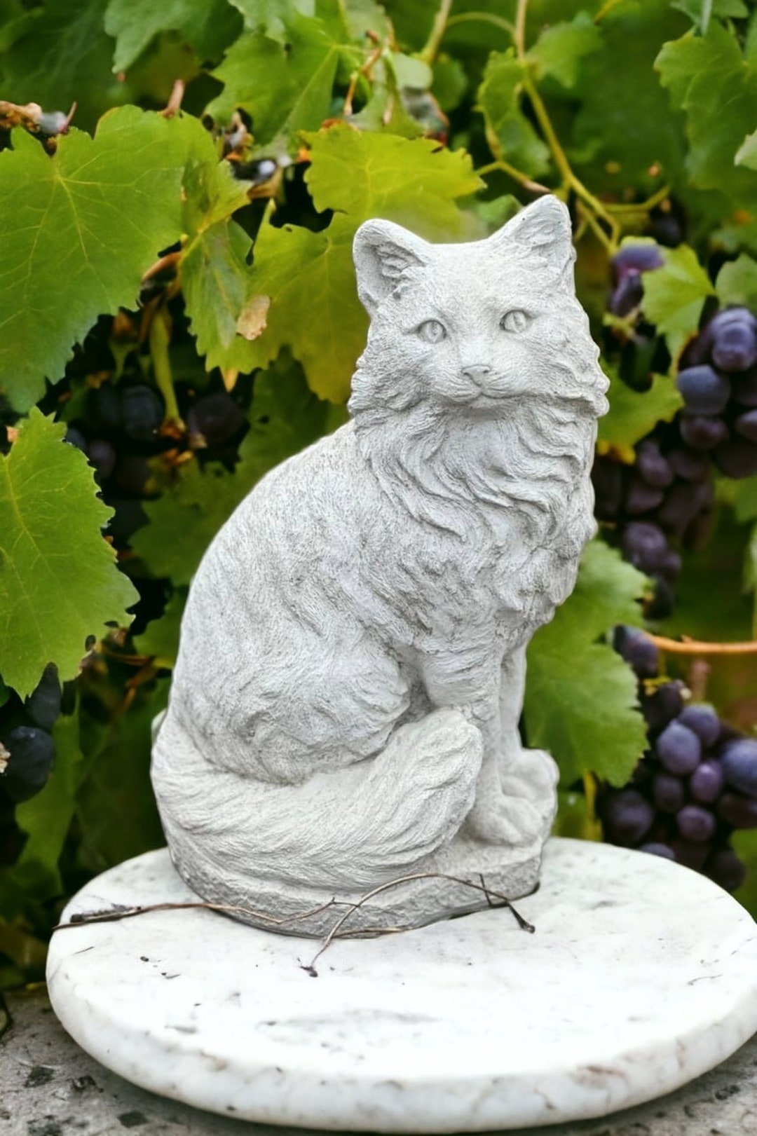 Concrete Sitting Cat Statue Backyard Pet Memorial Figurine Cement Kitty ...