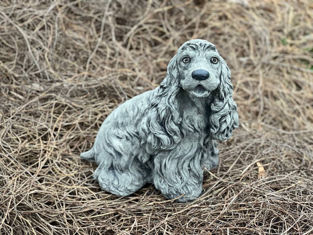 Cocker Spaniel Garden Statue Concrete Dog Figurine Memorial Outdoor ...