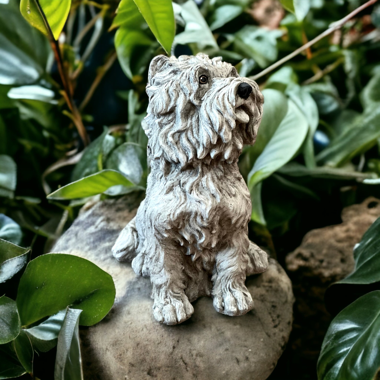Realistic Maltese Dog Sculpture Concrete Backyard Pet Memorial Figurine ...