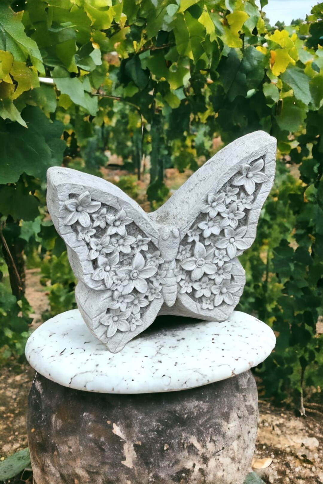 Stone Butterfly in Flowers Sculpture Outdoor Butterfly Large Statue ...
