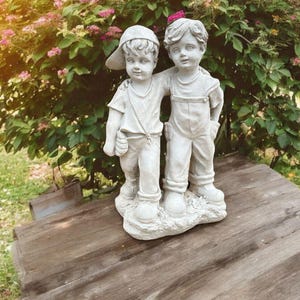 Lawn Boys Statue Backyard Kids Ornament Outside Children Figurine ...