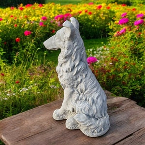 Concrete Sheltie Statue Massive Stone Dog Figure Outdoor Sheltie ...