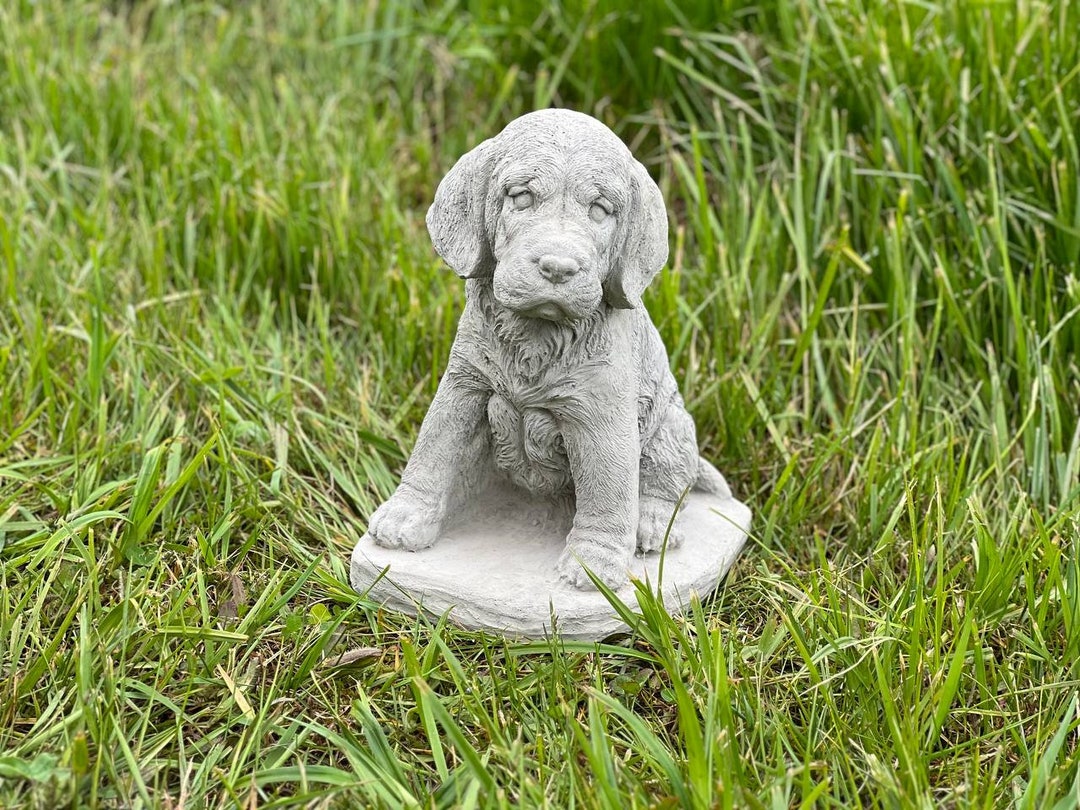 Cement Sitting Labrador Statue Concrete Stone Puppy Sculpture for Lawn ...