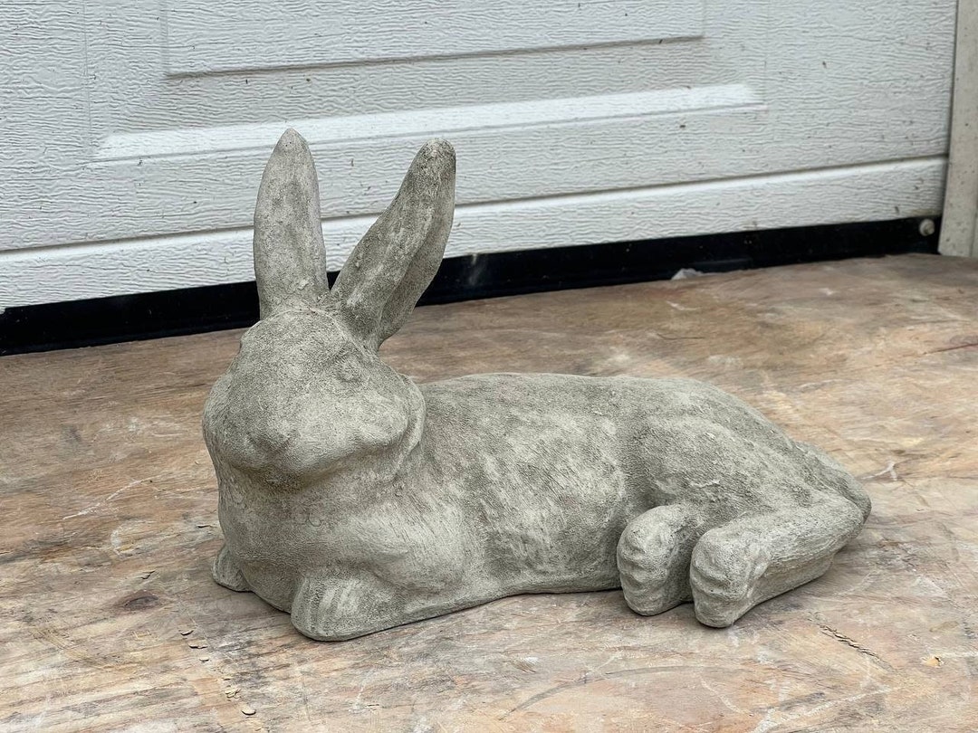 Laying Rabbit Statue Concrete Bunny Forest Animal Garden Decoration ...