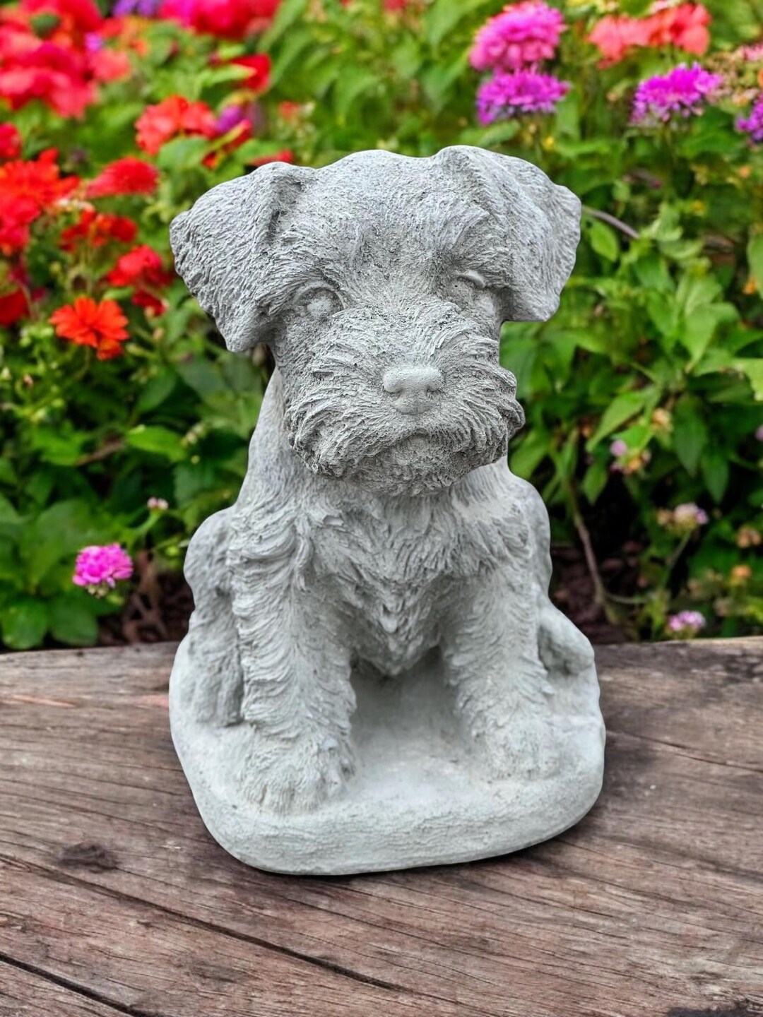 Sitting Schnauzer Dog Figure Cement Schnauzer Puppy Statue Concrete Dog ...