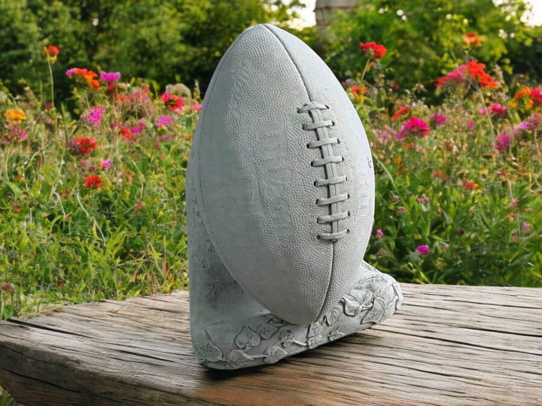 Football Ball Sculpture Concrete Ball on Stand Football Player Memorial ...
