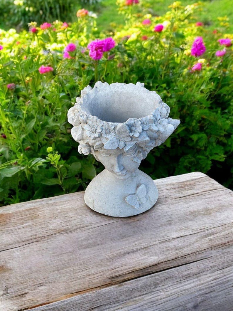 Stone Woman Planter Garden Beton Art Concrete Woman Bust Lawn Plant Pot ...