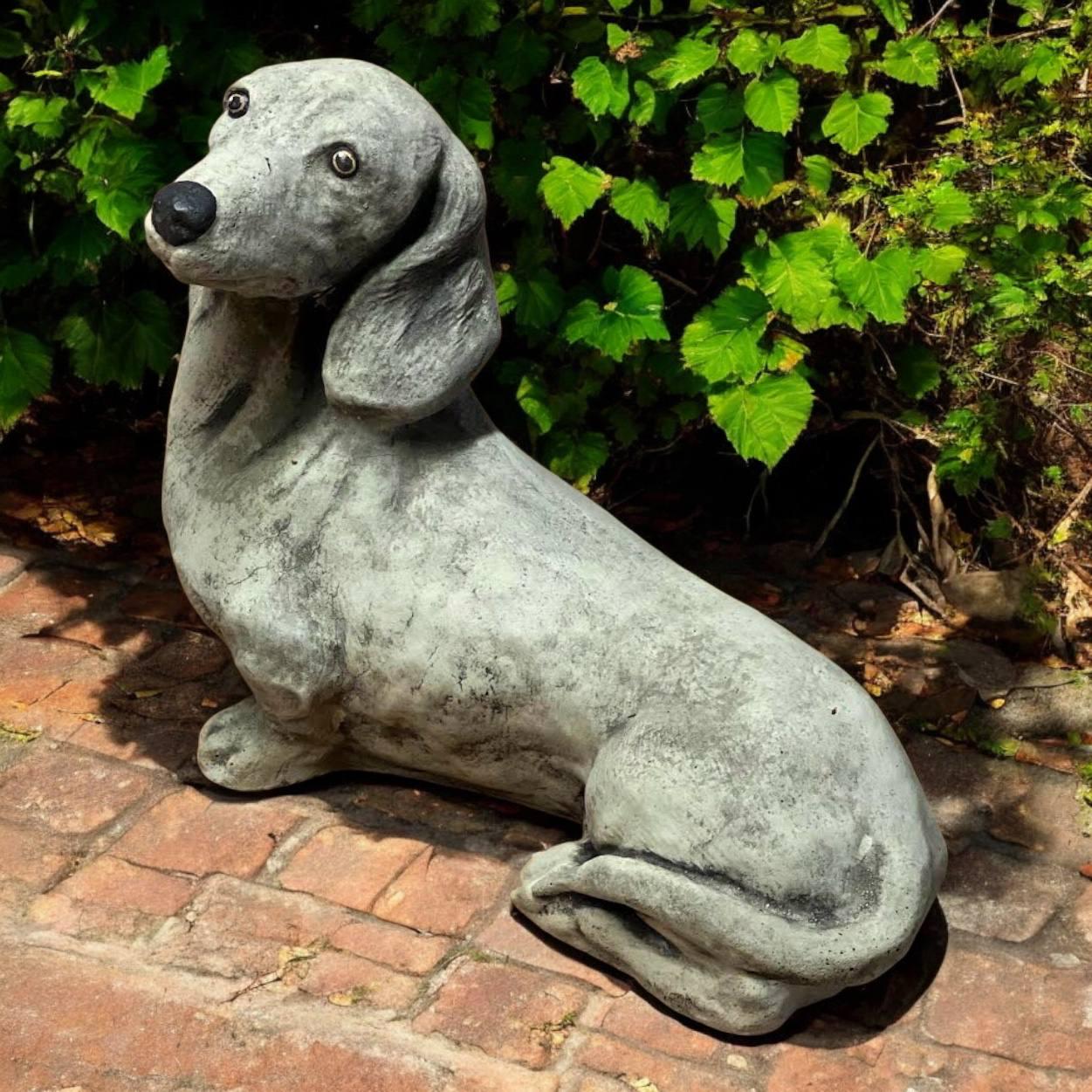 Dachshund Dog Sculpture Stone Dog Painted Dachshund Outdoor Pet Art Dog ...