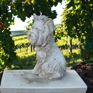 Sitting Yorkie Dog Memorial Statue Yorkshire Terrier Stone Figurine ...