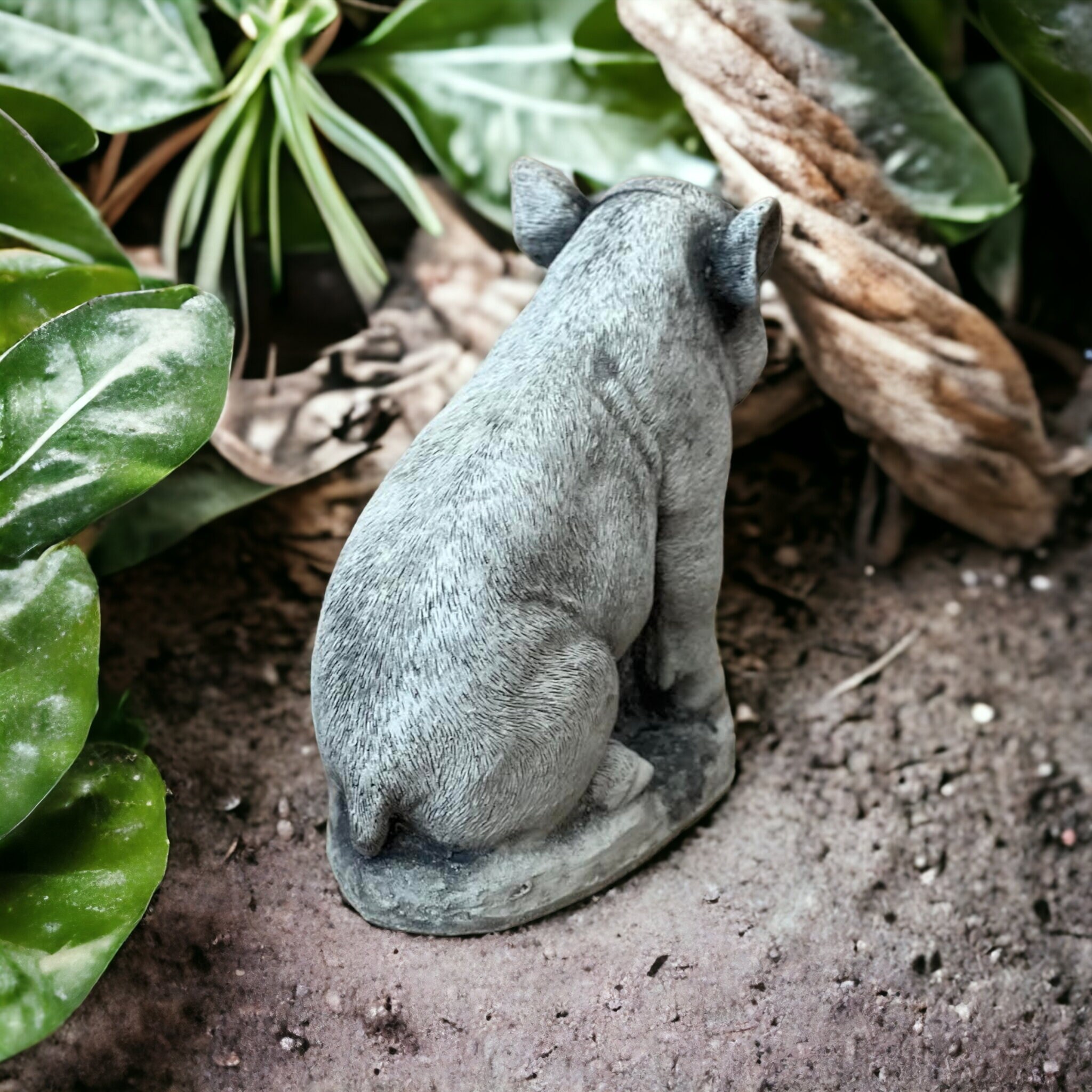 Realistic Pig Statue Cement Sitting Farm Animal Figurine Concrete ...