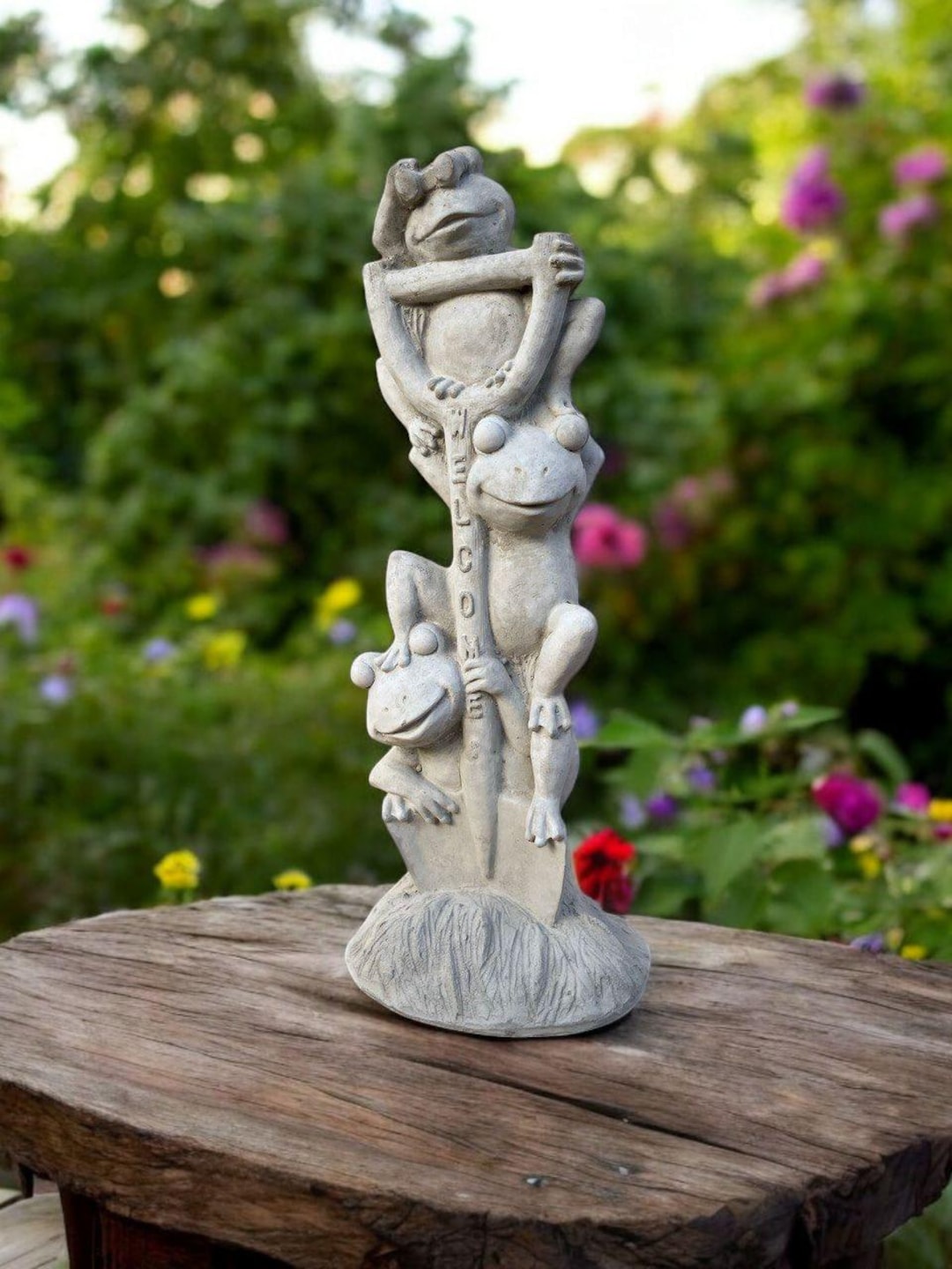 Garden Frogs Decoration Cement Welcome Home Statue Stone Outdoor ...