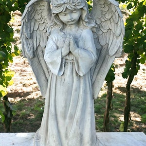 Massive Angel Statue Stone Praying Child Memorial Sculpture Cement ...