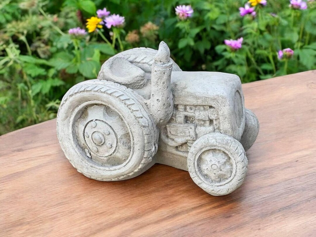 Detailed Tractor Sculpture Garden Tractor Ornament Concrete Farm Car ...