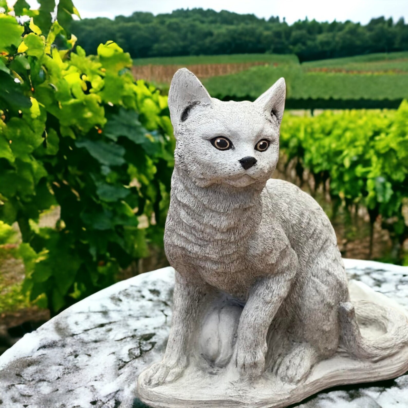 Life Size Cat With Ball Statue Sitting Playing Cat Sculpture Detailed ...