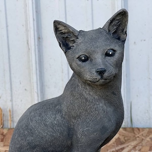 Black Cat Statue Realistic Pet Memorial Massive Cat Sculpture Gift for ...