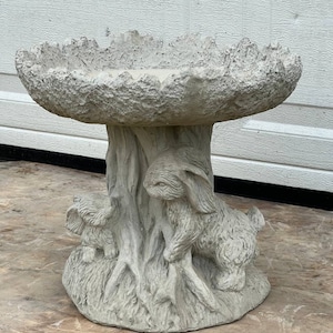 Massive Birds Bath Statue Detailed Birds Water Bowl With Rabbits Stone ...