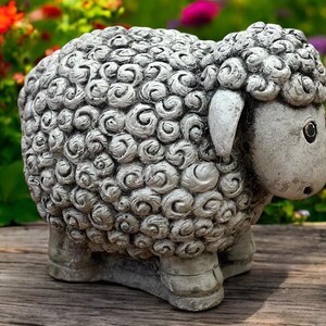 Concrete Sheep Sculpture Detailed Lamb Statue Garden Decor Farm Animal ...